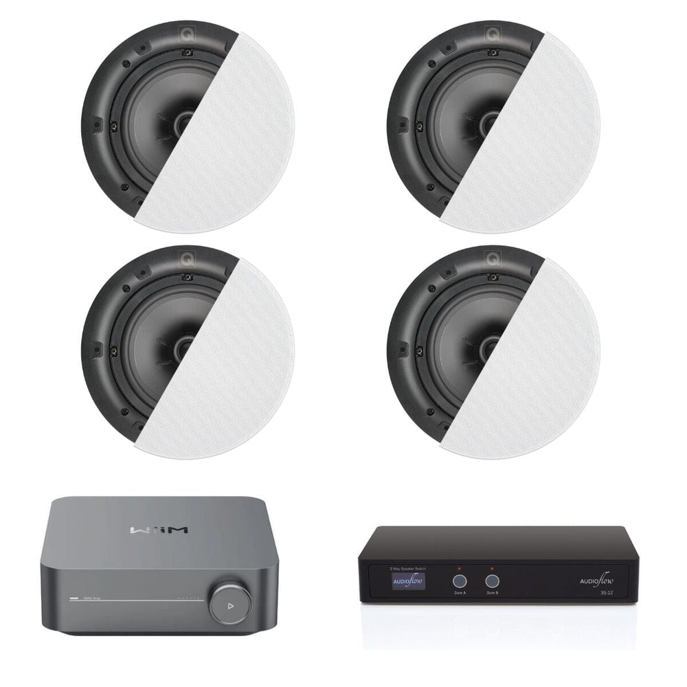 WiiM AMP + Q Acoustics QI65C Dual Zone Ceiling Speaker System